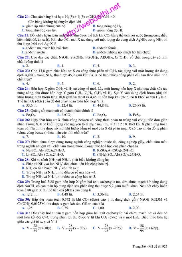 De thi-dai-hoc-mon-hoa-khoi-a-2011 | PDF