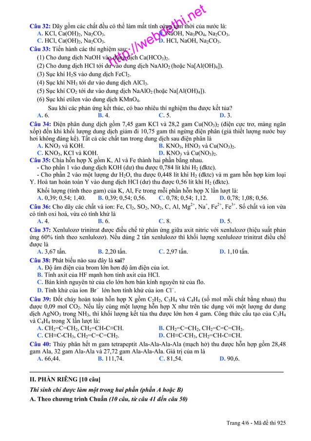 De thi-dai-hoc-mon-hoa-khoi-a-2011 | PDF