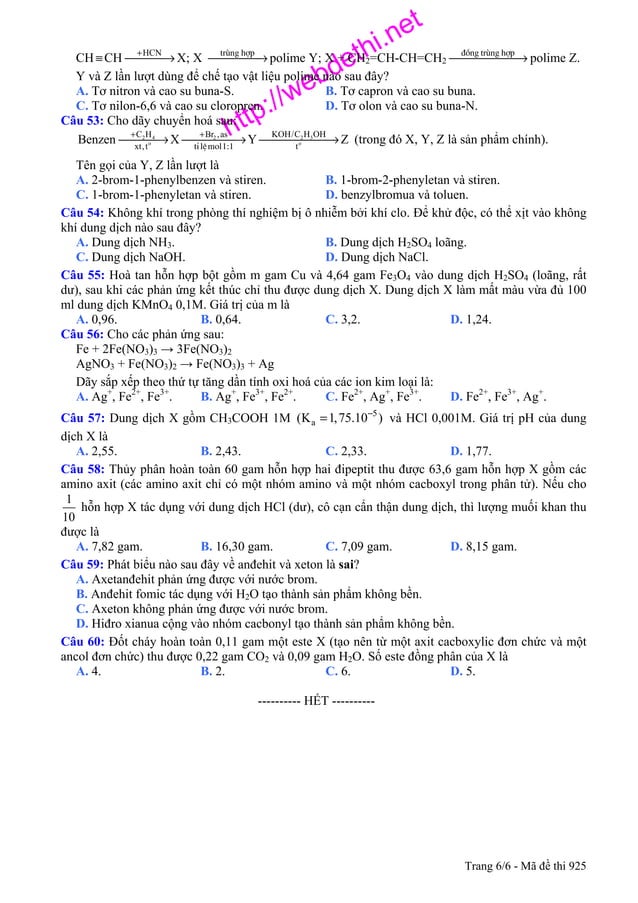 De thi-dai-hoc-mon-hoa-khoi-a-2011 | PDF