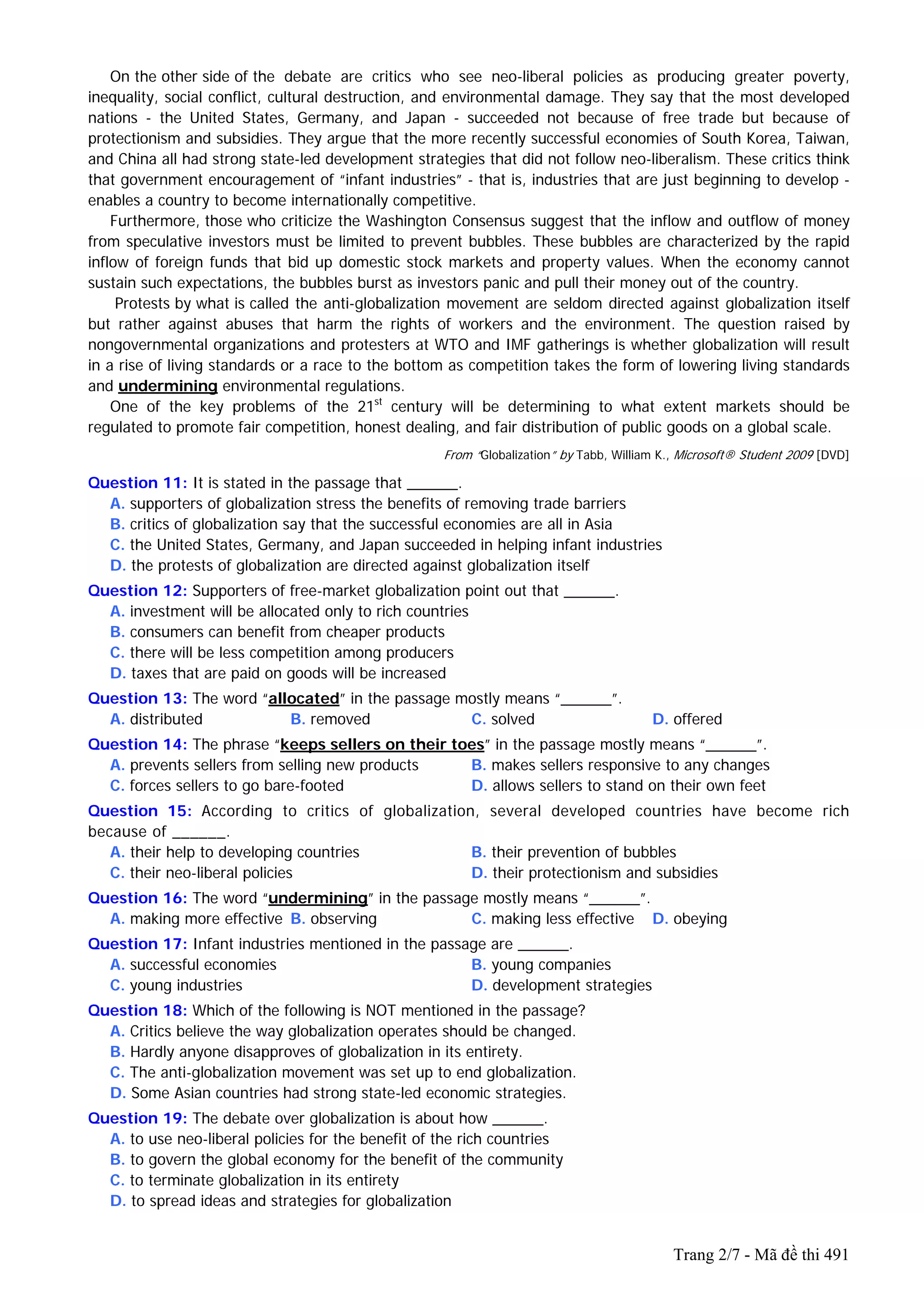 De thi-dai-hoc-mon-tieng-anh-khoi-d-nam-2013-ma-de-491 | PDF