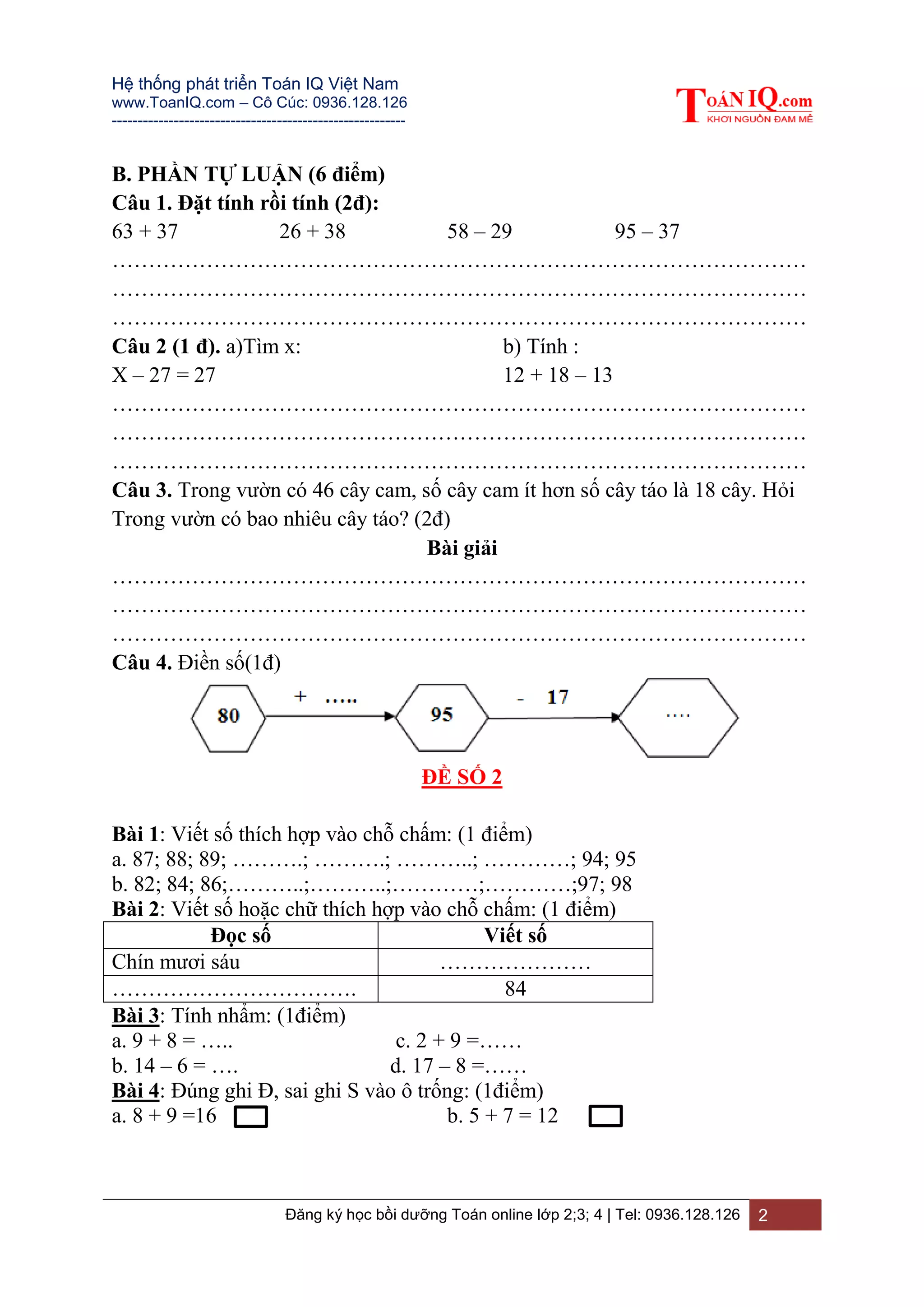 De thi-on-tap-cuoi-hk1-toan2 | PDF