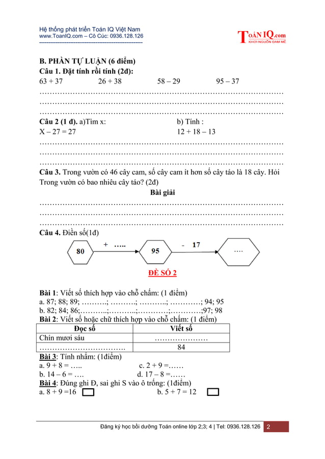 De thi-on-tap-cuoi-hk1-toan2 | PDF