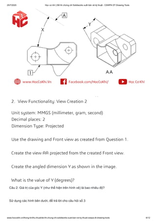 hoccokhi.vn Đề thi chứng chỉ Solidworks xuất bản vẽ kỹ thuật - CSWPA DT ...