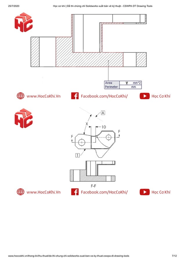 hoccokhi.vn Đề thi chứng chỉ Solidworks xuất bản vẽ kỹ thuật - CSWPA DT ...
