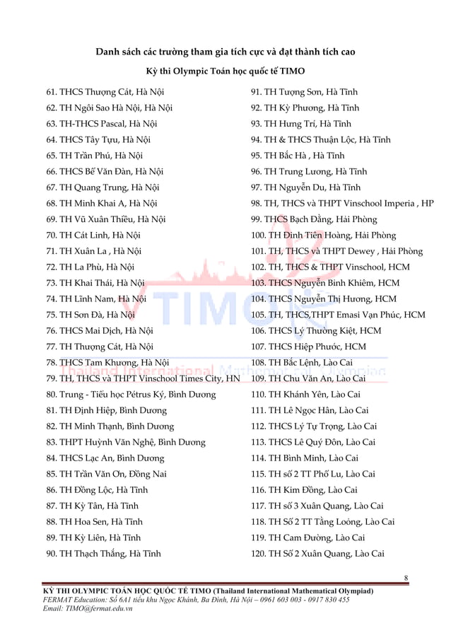 ĐỀ THI TOÁN TIMO LỚP 1 VÒNG LOẠI VÀ CHUNG KẾT QUỐC GIA | PDF