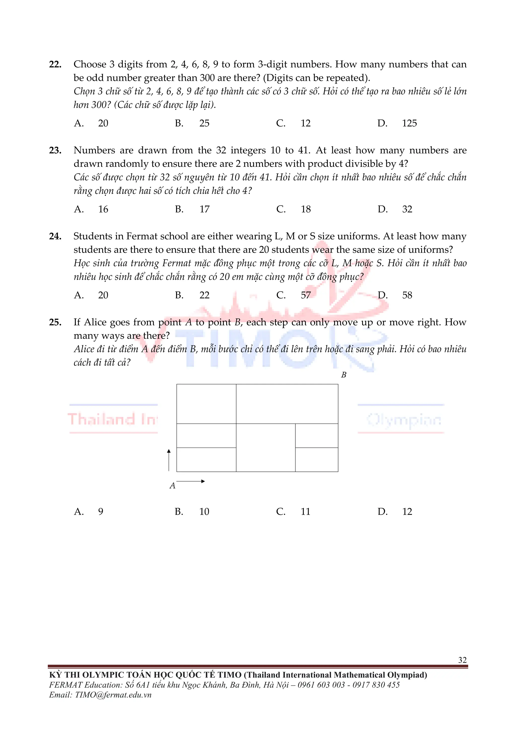 ĐỀ THI TOÁN TIMO LỚP 3 VÒNG LOẠI VÀ CHUNG KẾT QUỐC GIA | PDF