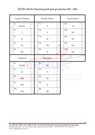 ĐỀ THI TOÁN TIMO LỚP 4 VÒNG LOẠI VÀ CHUNG KẾT QUỐC GIA | PDF