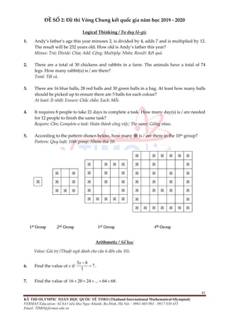 ĐỀ THI TOÁN TIMO LỚP 5 VÒNG LOẠI VÀ CHUNG KẾT QUỐC GIA | PDF