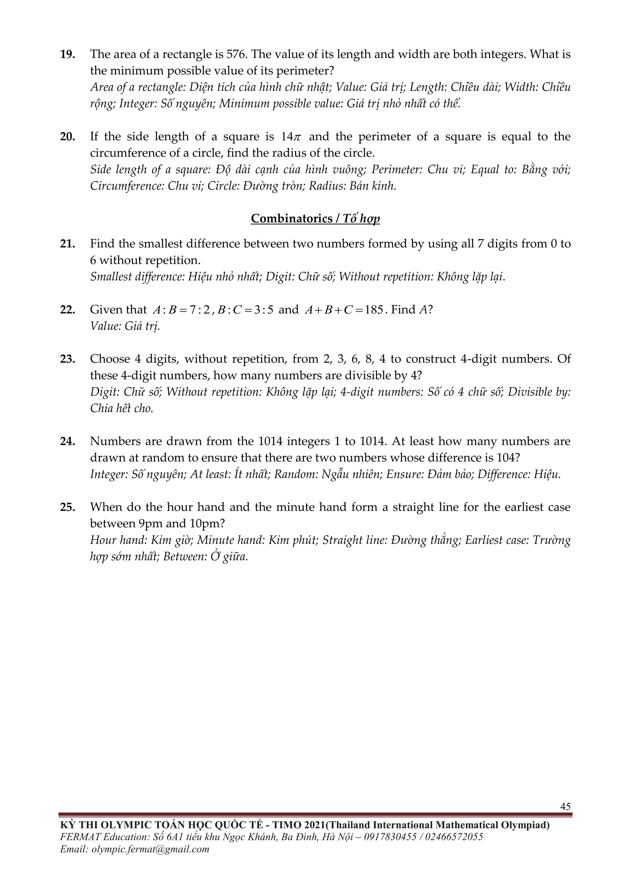 ĐỀ THI TOÁN TIMO LỚP 6 VÒNG LOẠI VÀ CHUNG KẾT QUỐC GIA | PDF