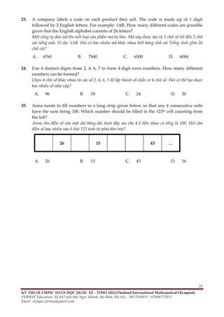 ĐỀ THI TOÁN TIMO LỚP 6 VÒNG LOẠI VÀ CHUNG KẾT QUỐC GIA | PDF