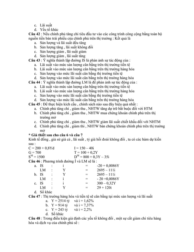 240 câu trắc nghiệm Kinh tế vĩ mô có đáp án | PDF