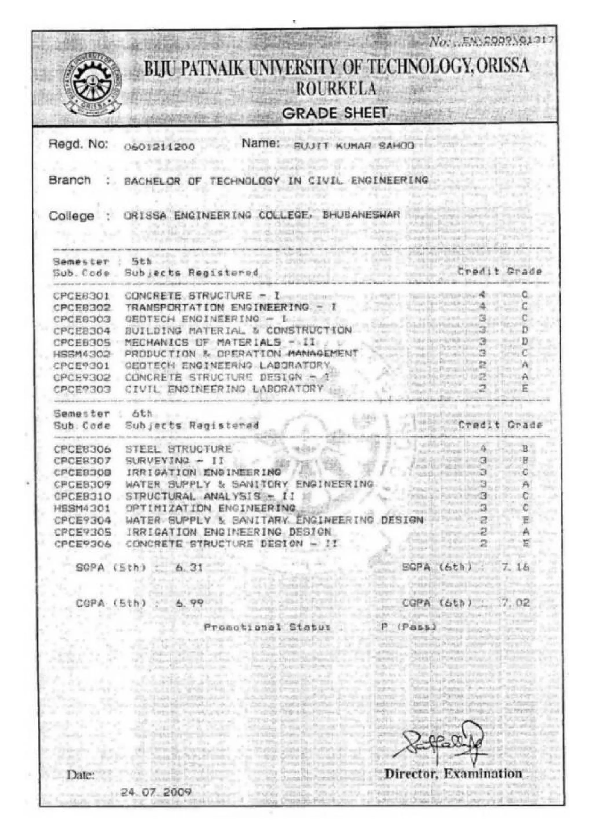 Degree Marksheet | PDF