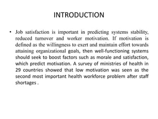 JOB SATISFACTION OF NURSES AND THEIR PRODUCTIVITY | PPTX