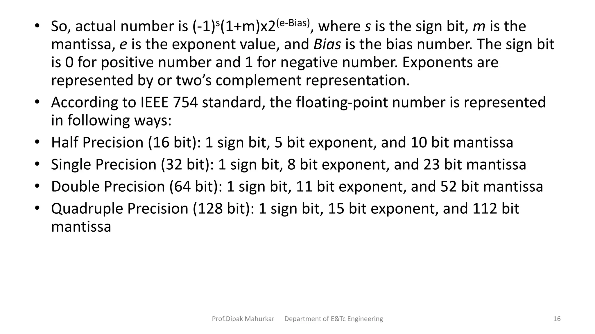 computer arithmetic’s (fixed and floating point) | PPTX