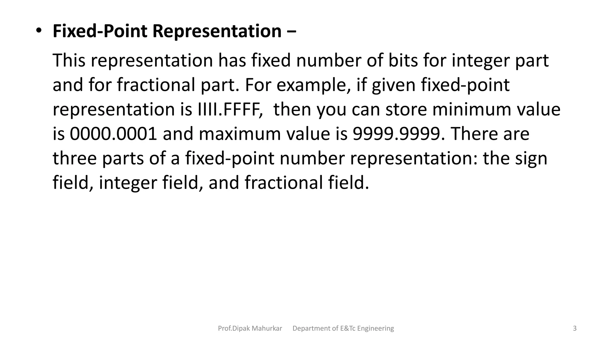 computer arithmetic’s (fixed and floating point) | PPTX