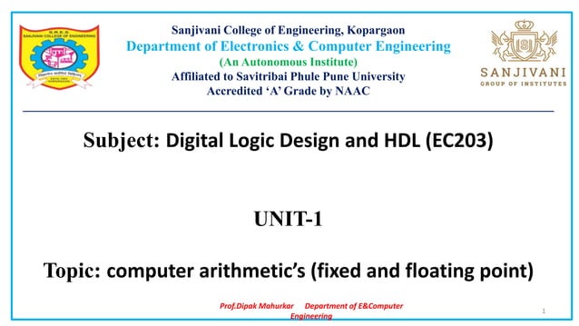 computer arithmetic’s (fixed and floating point) | PPTX