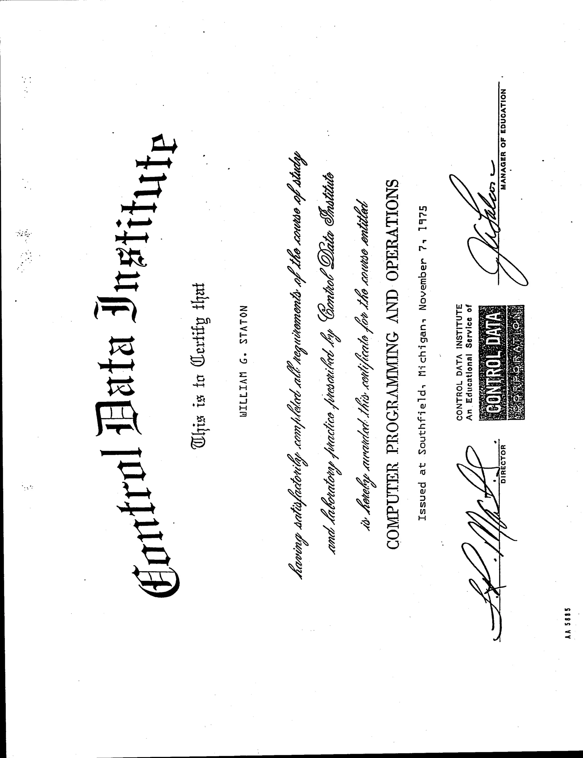 CONTROL DATA DIPLOMA | PDF