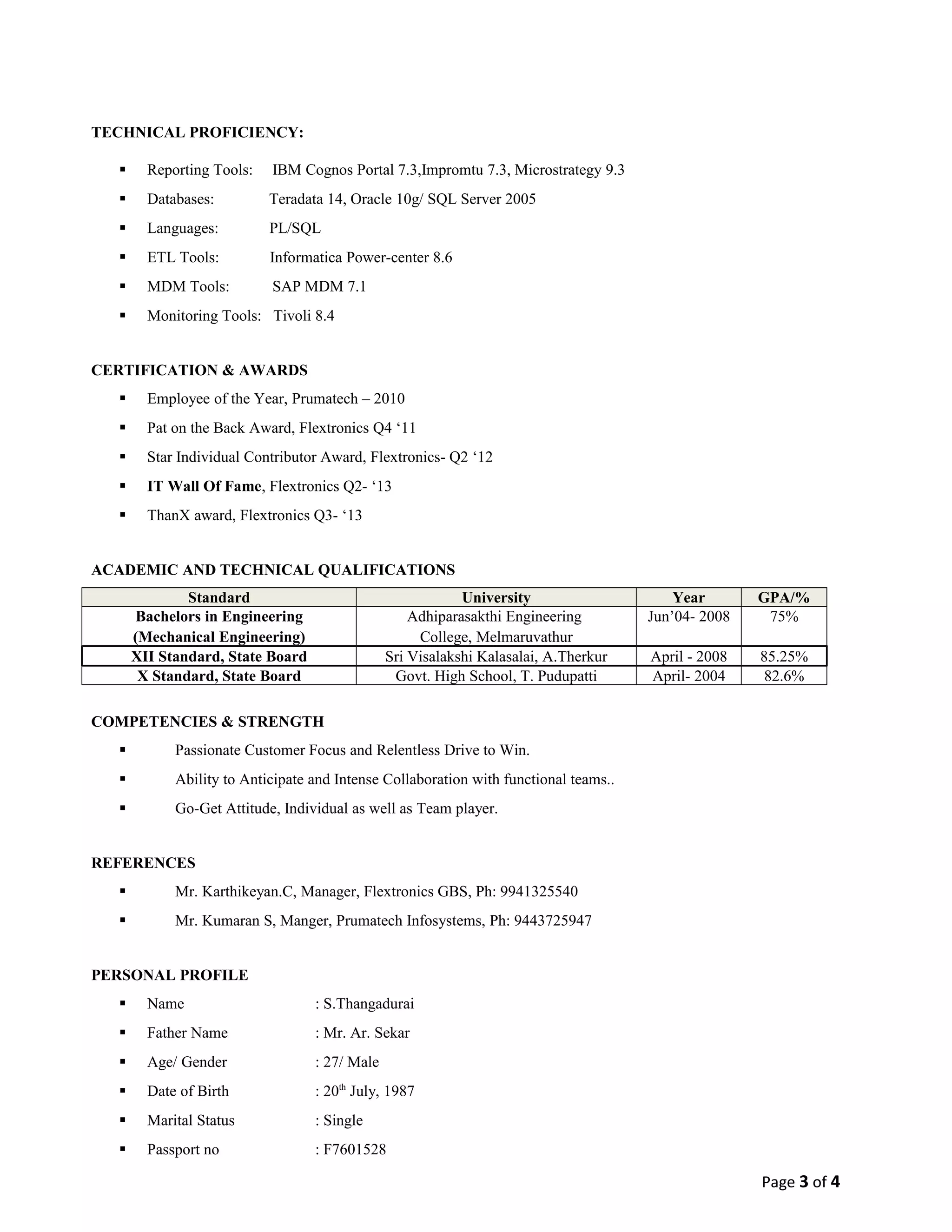 Resume Thangadurai S | DOC