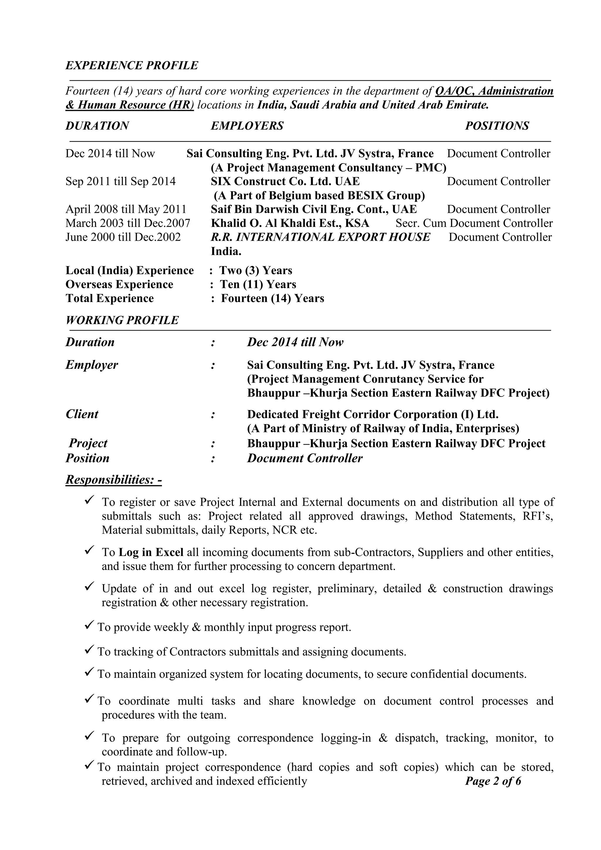 CV (Document Controller) | PDF
