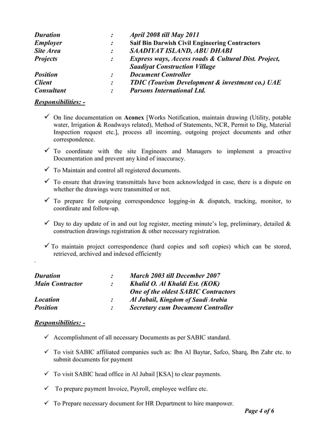 CV (Document Controller) | PDF