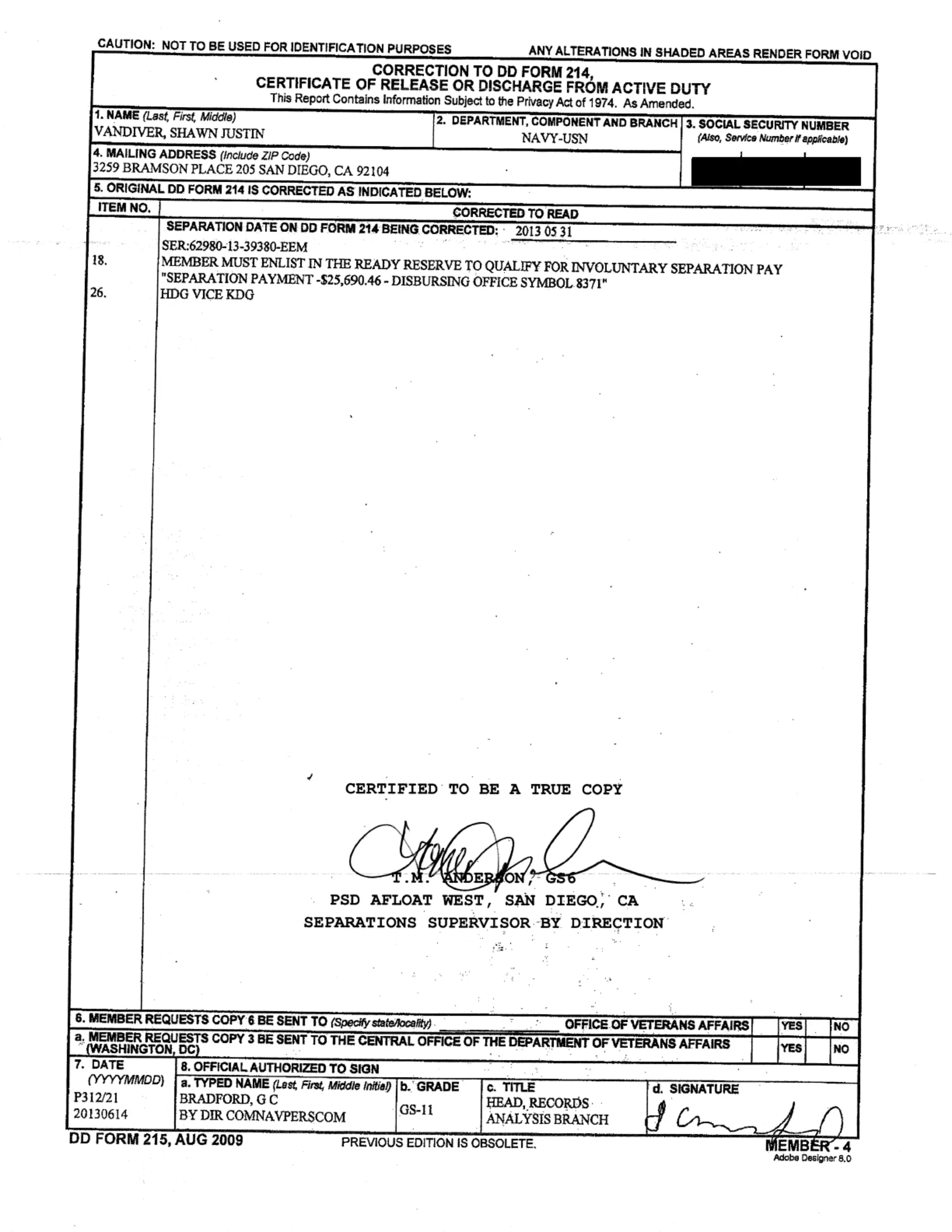 Certified True DD-214 redacted_Redacted | PDF