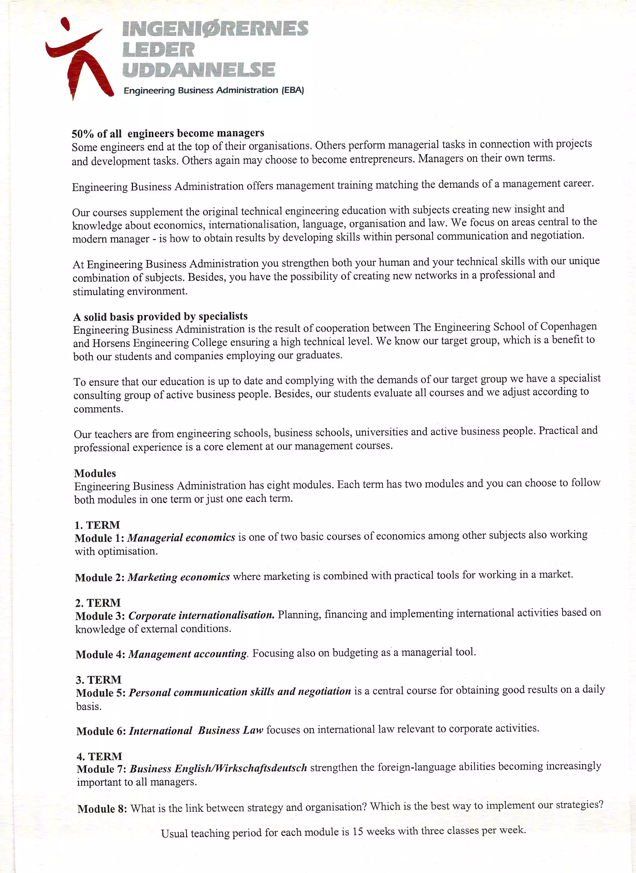 EBA Engineering Business Administration0001 | PDF | Business Administration | Business