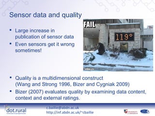 Evaluating Data Quality using Sensor Metadata and Provenance | PPT
