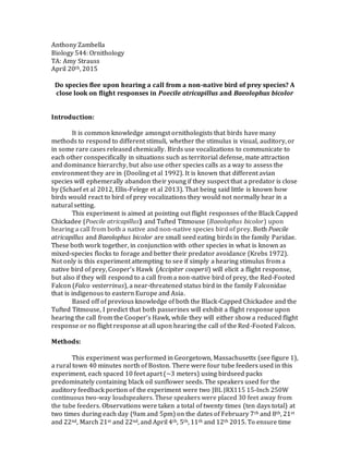 Ornithology project paper -1 | DOCX