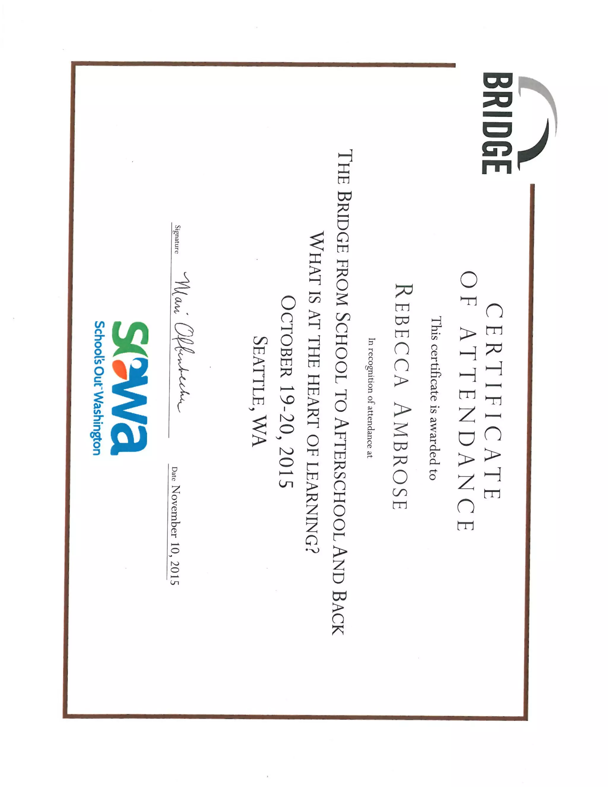 Bridge Conference Certificate | PDF