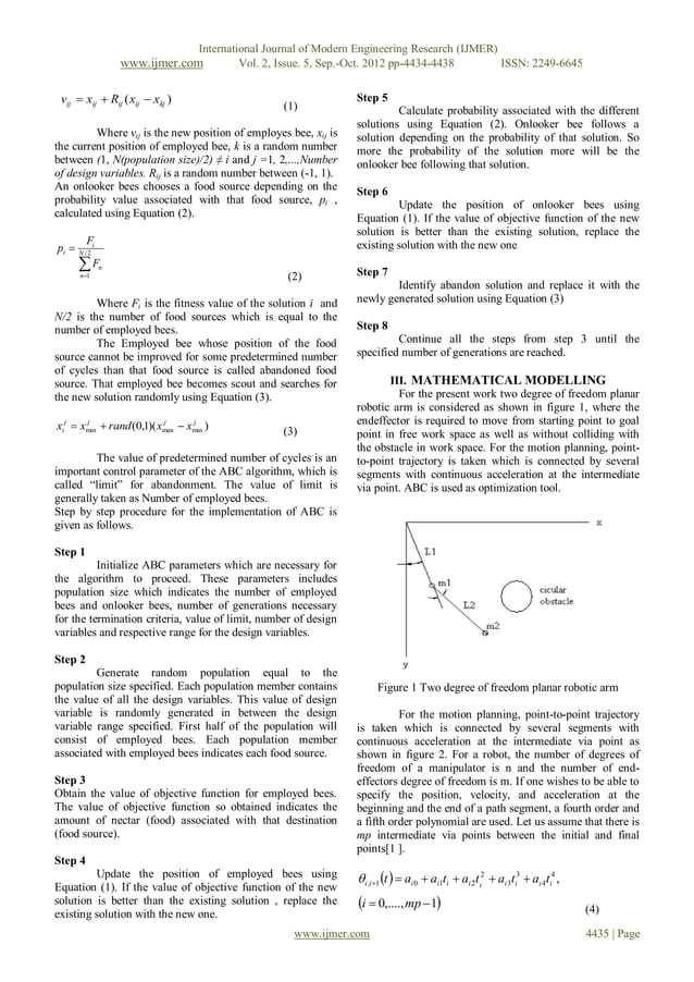 Optimal Motion Planning For a Robot Arm by Using Artificial Bee Colony (ABC) Algorithm | PDF