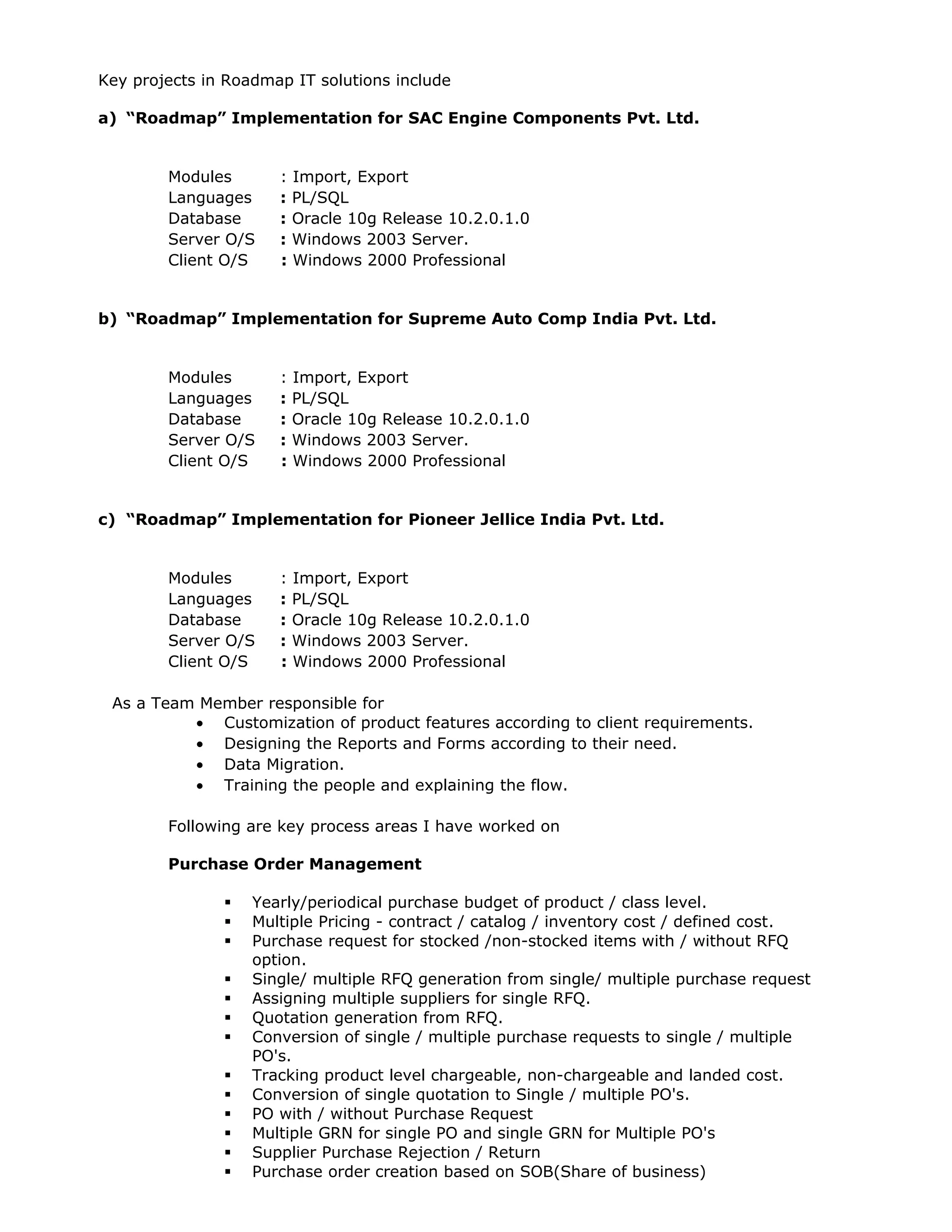 Resume for oracle developer | DOC | Databases | Computer Software and Applications