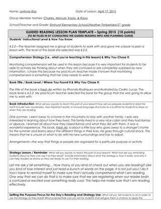 GuidedReading-LessonPlanTemplateForm-Spring2015Revision | PDF