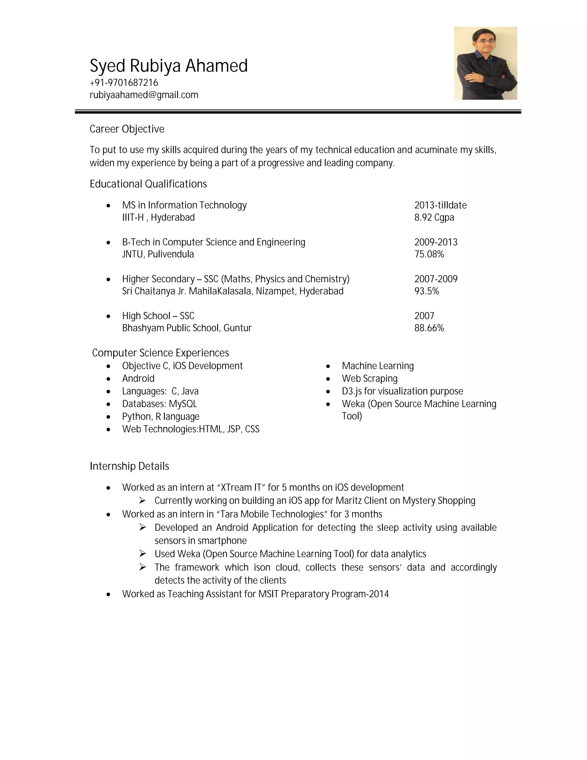 Resume_Rubiya | PDF