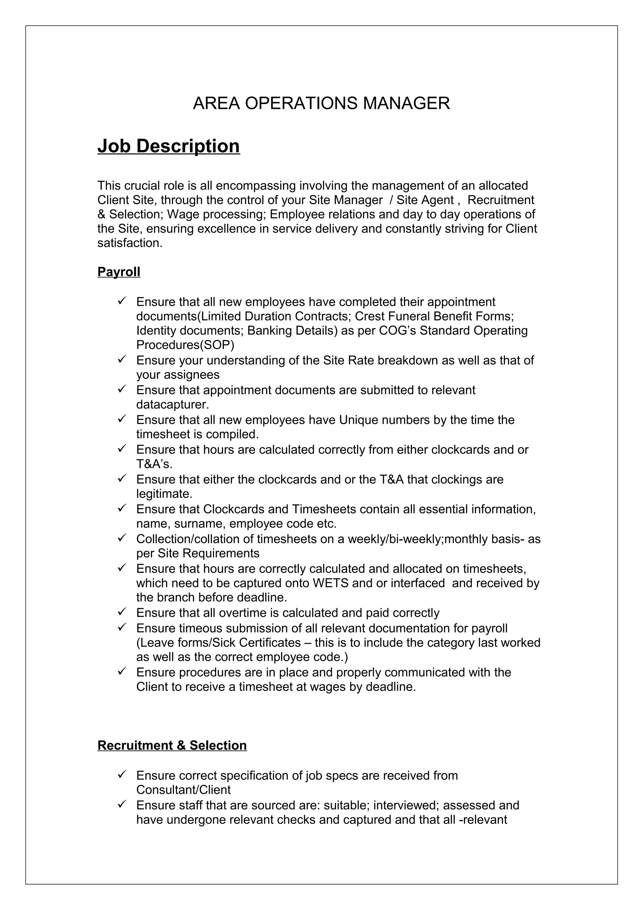 Job Description - AOM | DOC