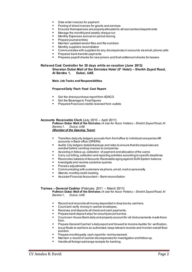 CV - COST CONTROLLER | PDF
