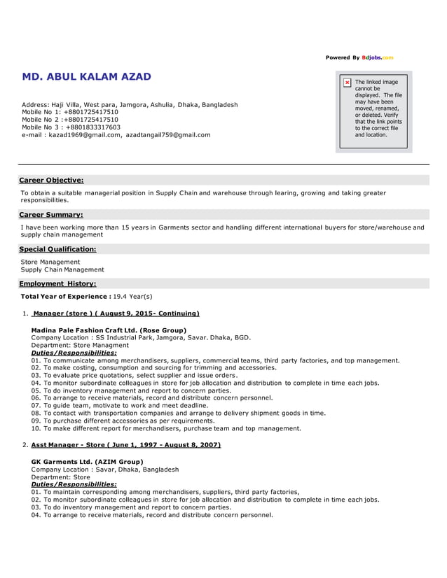 Md._Abul_Kalam_Azad_CV(1) | PDF