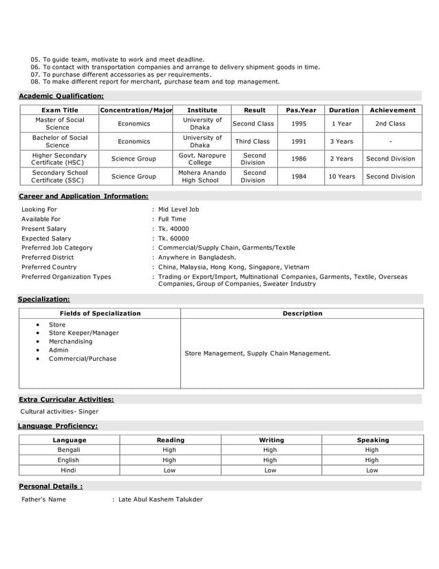 Md._Abul_Kalam_Azad_CV(1) | PDF