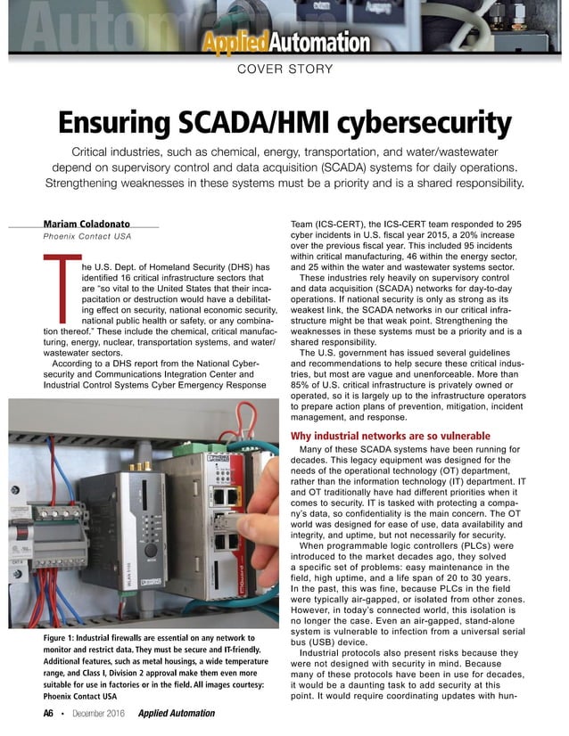 Ensuring SCADA/HMI cybersecurity | PDF