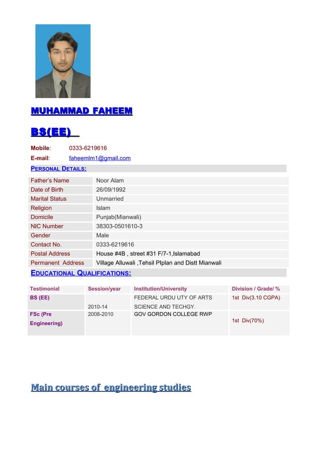 FAHEEM-C.V (2) | PDF