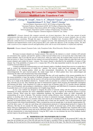 Combating Bit Losses in Computer Networks using Modified Luby Transform Code | PDF | Computer ...