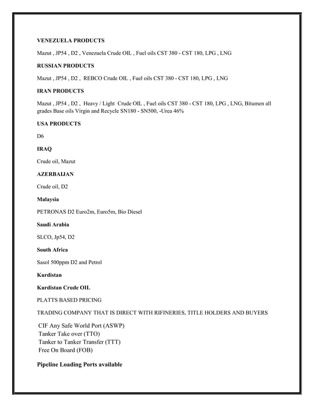 PETROLEUM PRODUCTS LIST1 | PDF