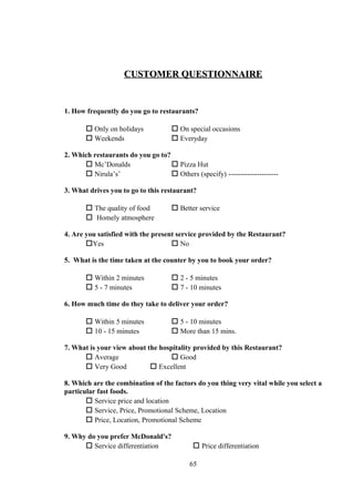 MCDONALD mba project | PDF