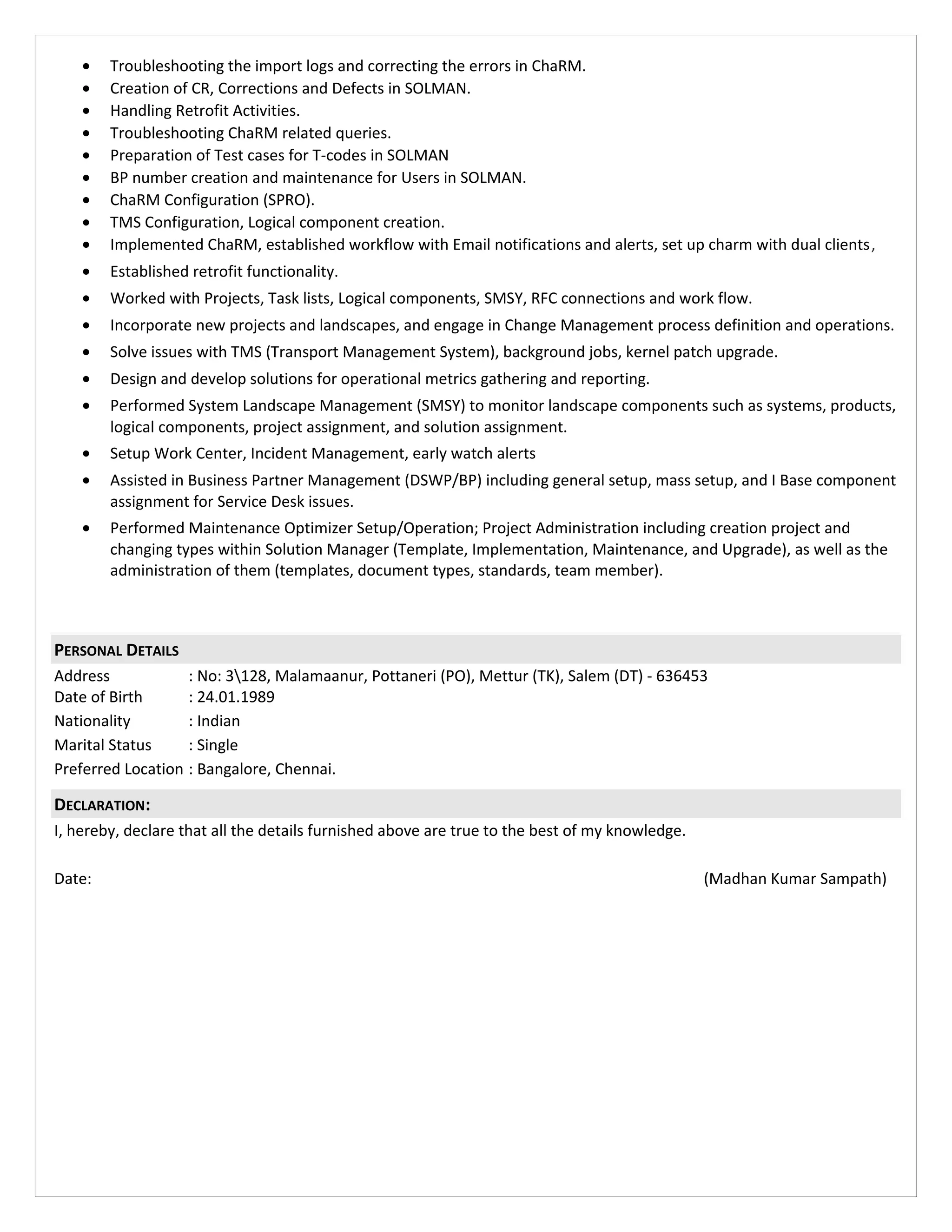 Madhan Kumar-SAP(Change Request and Release Management)SOLMAN | DOC