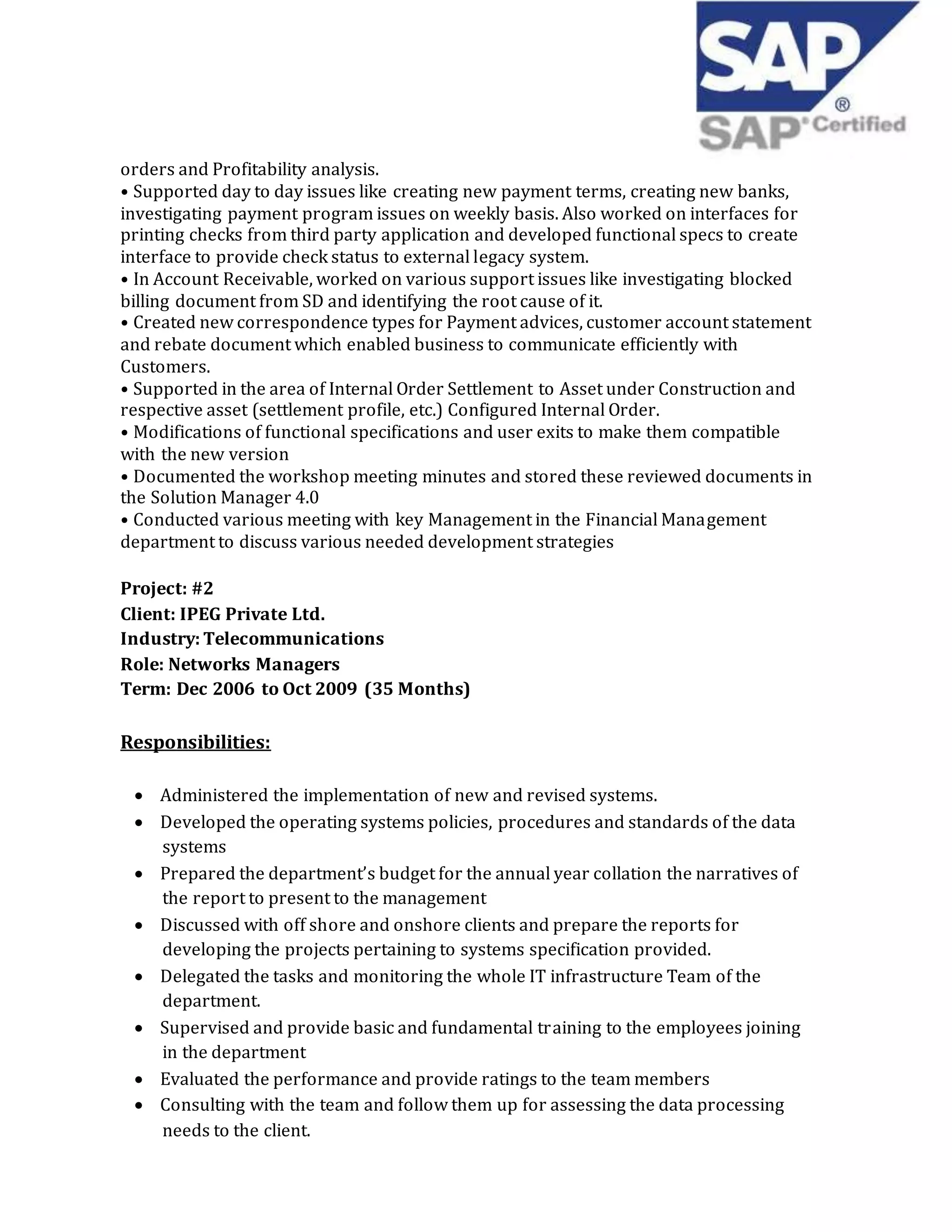 Kumar_Jaiswal_SAP_FICO | DOCX | Computer Software and Applications ...