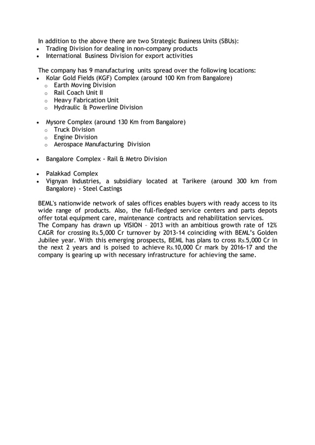 BEML LIMITED FILE | PDF