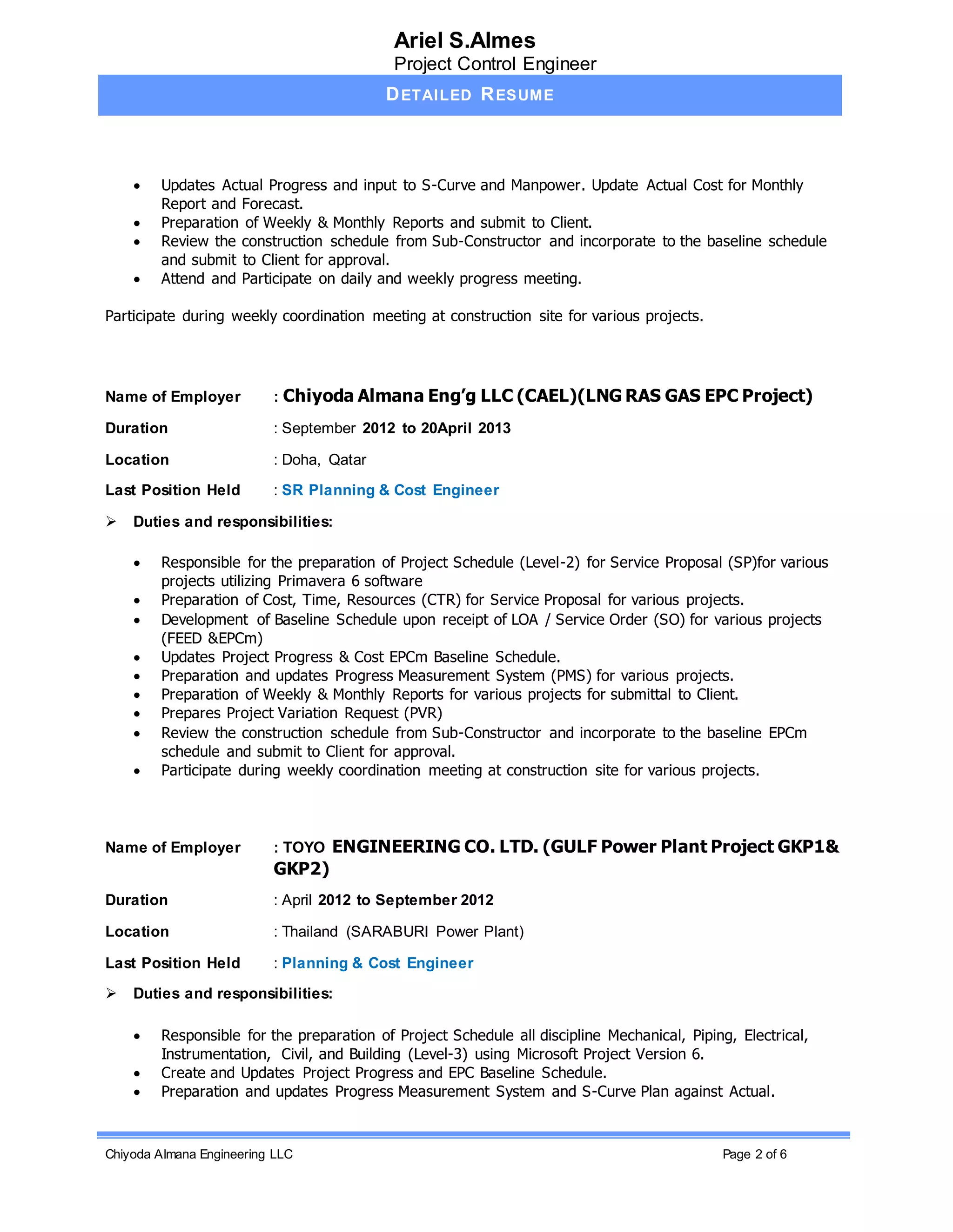 Ariel Almes -CV_update | DOCX | Civil Engineering Industry | Industries