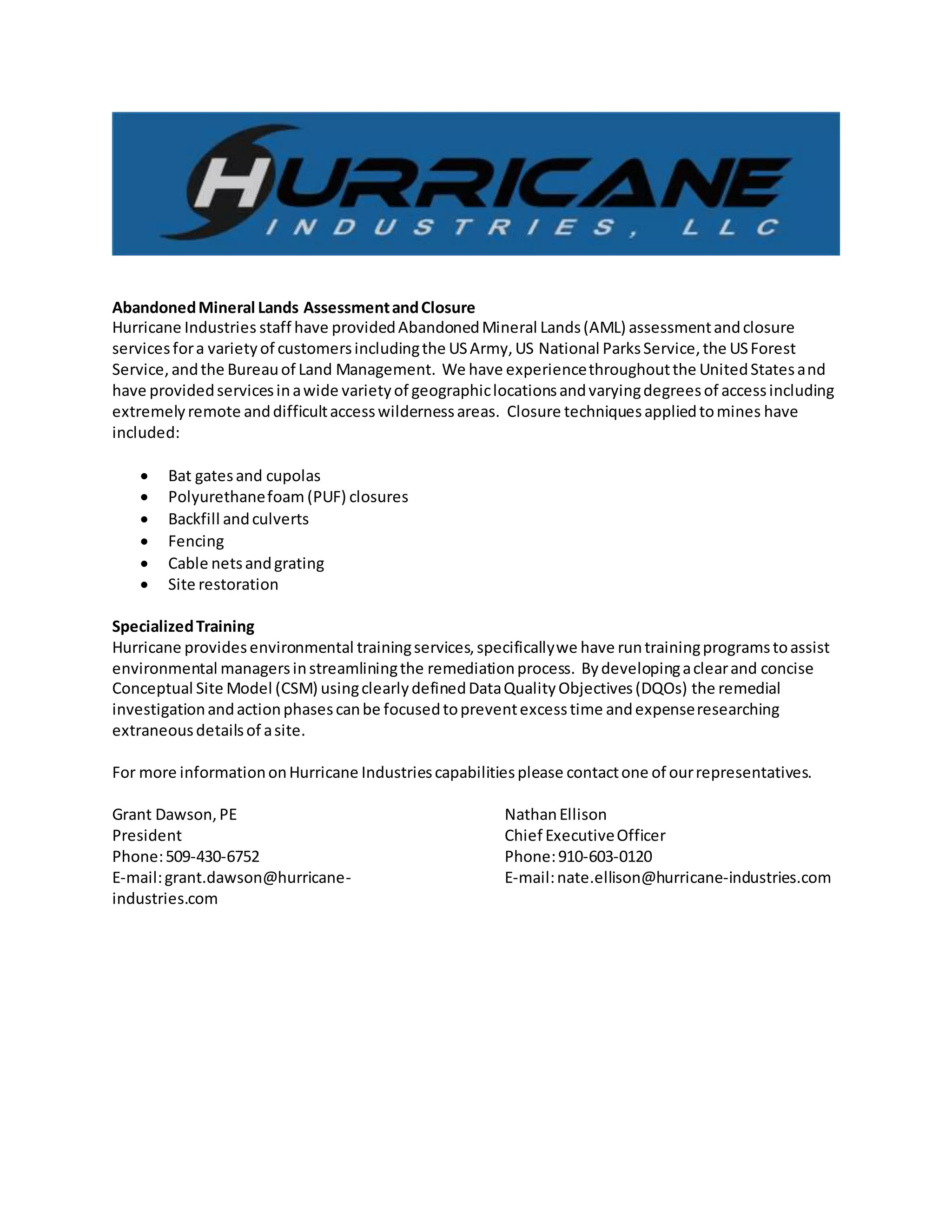 Hurricane Company Summary | DOCX | Environmental Services Industry ...