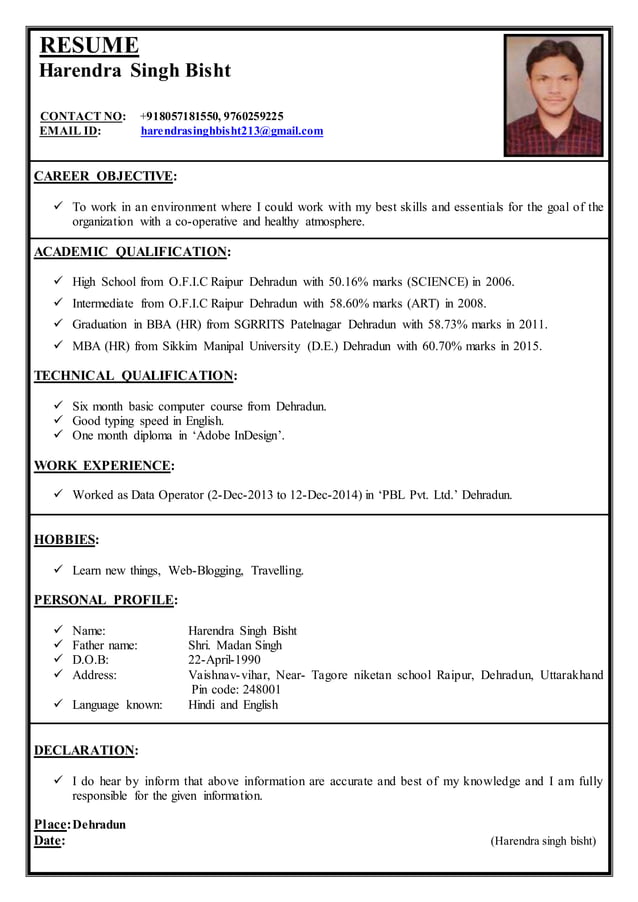 Harendra singh bisht CV | DOCX | Business | Business and Finance