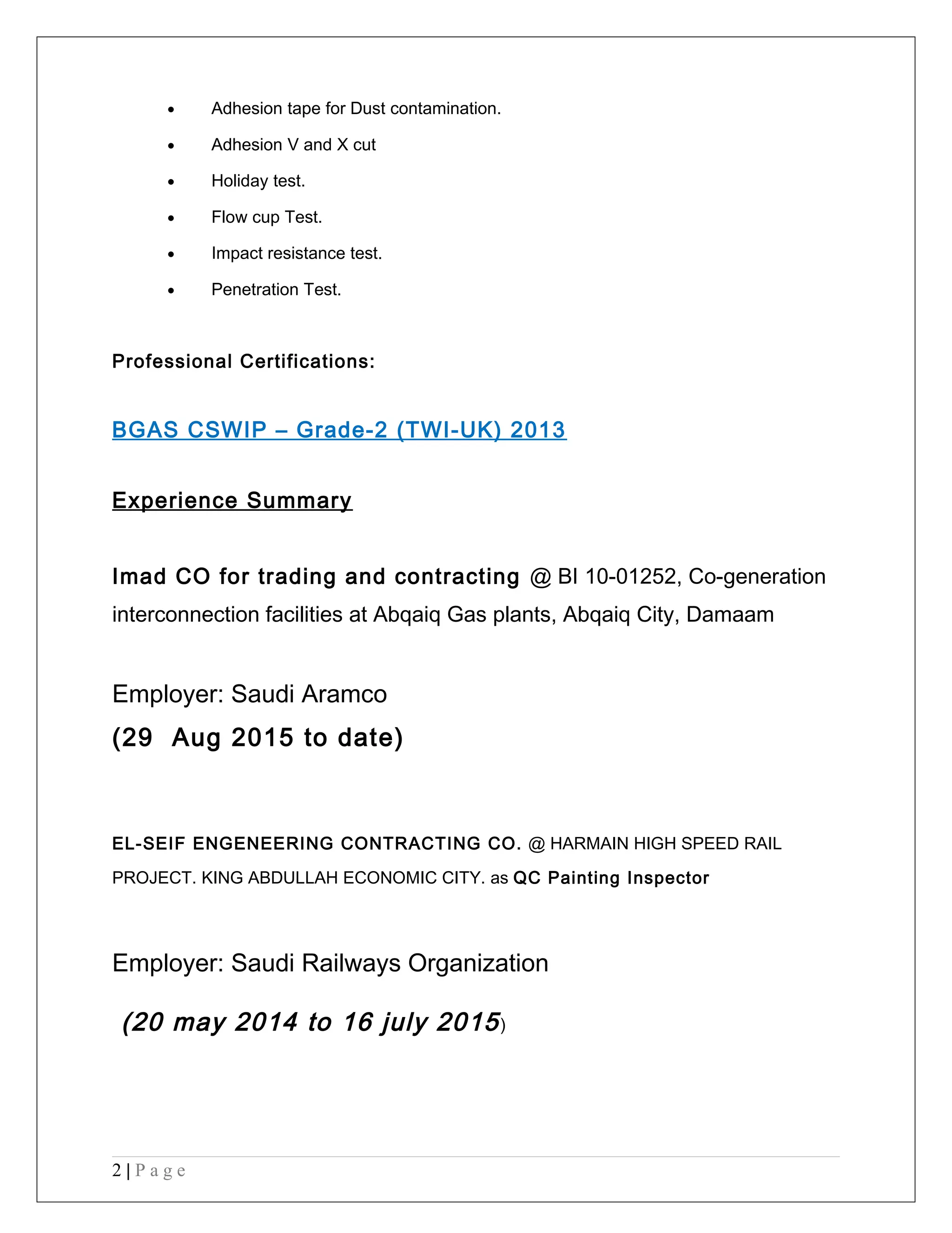 Sarmad Azeem Cheema - BGAS Gr 2 Coating Inspector (1) | DOC