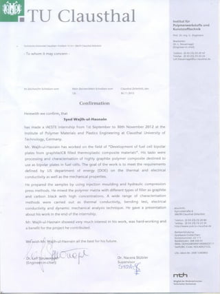 Certificate from TU Clausthal%2c Germany | PDF